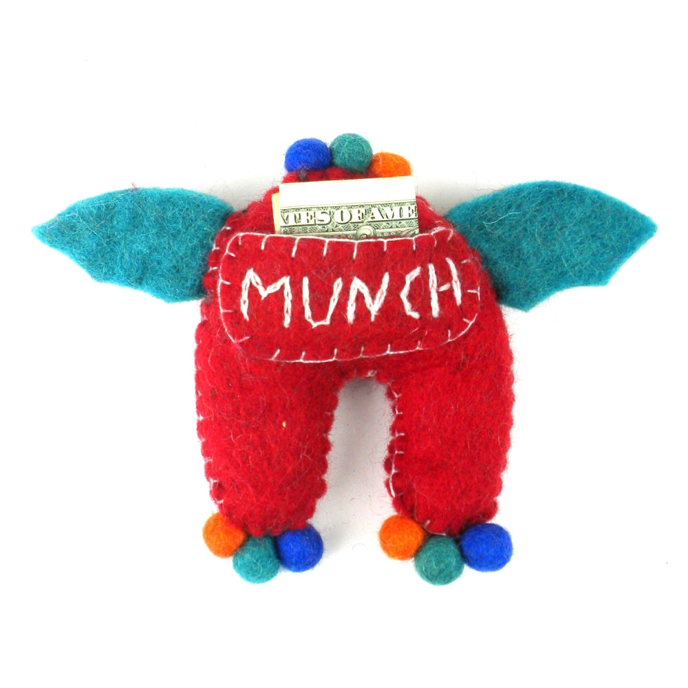 Hand Felted One-Eyed Red Tooth Monster with Wings Handmade and Fair ...